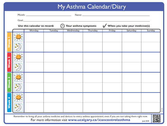 Asthma Calendar & Diary | Cumming School of Medicine | University of ...
